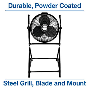 Air King 9219 18-Inch Industrial Grade High Velocity Roll-About Stand with Fan,Black