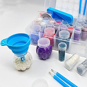 KTCLCATF Diamond Painting Storage Containers Case, Diamond Art Accessory Kits with Shockproof Jars, Craft Jewelry Bead Rhinestones Diamond Paintings Tools Organizer Box (Blue)