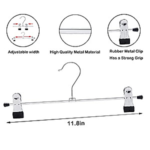 Pants Hangers with Clips 20 Pack Skirt Hangers Adjustable Metal Slack Space Saving Hangers Clothes Hangers Ultra Thin Durable Hangers for Clothes Jeans Pants Skirt Trouser