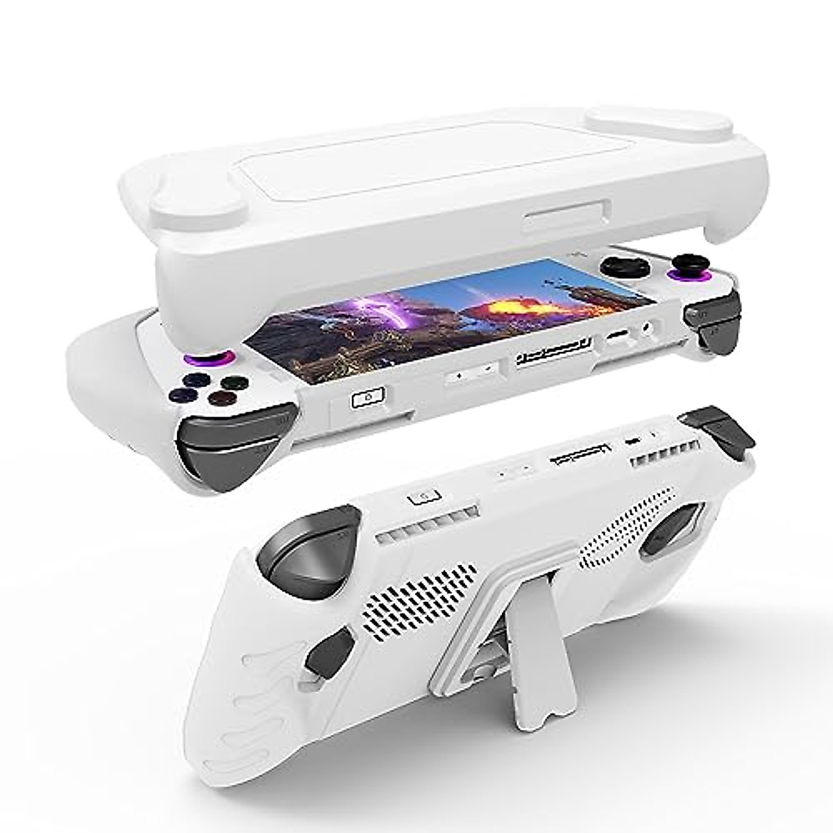 Protective Case For ROG ALLY Consoles Shockproof Protector Cover for ROG ALLY With Built-in Stand Gaming Handheld Protective Case Full Protective Skin Sleeve Accessories (white)