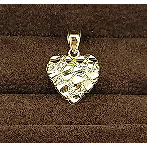 AMZ Jewelry 10k Yellow Gold Heart Nugget Pendant Nugget Heart Charm