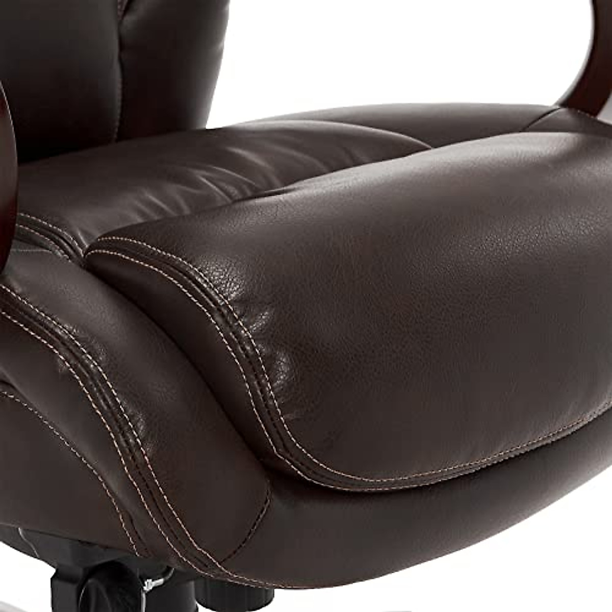 La-Z-Boy Bellamy Bonded Leather Executive Office Chair with Memory Foam Cushions, Brown