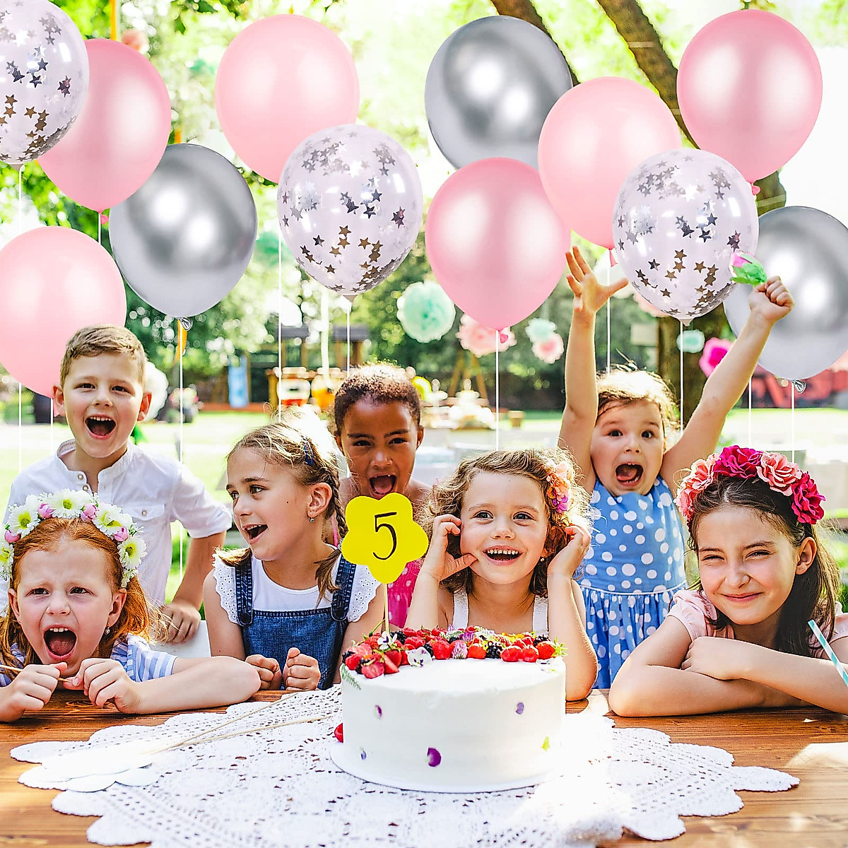 Pink and Silver Balloons 60pack, 5" 12" Silver Balloon and Light Pink Balloon for Birthday Retirement Bridal Shower Congrats Graduation Wedding Anniversary Suplies