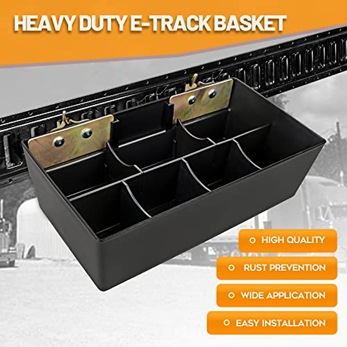 E-Track Basket E-Track Storage Box & Dividers Organizer for E-Track Systems Enclosed Trailer Tool Box for Garage, Workshop, Warehouse – Wall-Mounted Hanging Tool Box