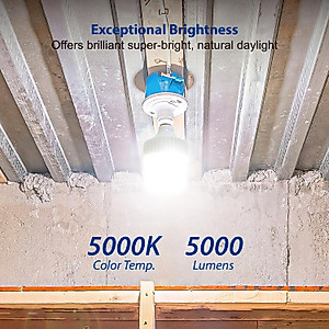 ZONE INDUSTRY CORP. LED Light Bulb, 36 Watt Equivalent, 5000 Lumens, Daylight White 5000k, 50,000 Hours Lifetime, Non-Dimmable, E26 Standard Base, for Warehouse, Workshop or Garage, 1 Piece