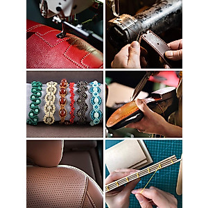 Mandala Crafts Black Flat Waxed Thread for Leather Sewing Thread - Polyester Waxed Leather Thread Waxed String - 273 Yds 150D 0.8mm Waxed Cord for Leather Stitching