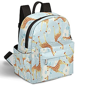 Giraffe Flower Mini Backpack Purse for Women, Animal Giraffe Small Fashion Daypack, Casual Lightweight Bag