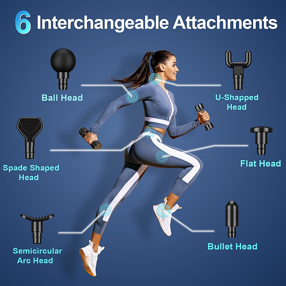 Muscle Massage Gun, Quiet Deep Tissue Percussion Back Neck Head Hammer Massager for Athletes, 30 Speed Level, LCD Touch Screen with 6 Heads, Hand Held Massager (Carbon)…