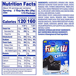 Pillsbury Funfetti Oreo Cake Mix, Brownie Mix, and Frosting Variety Pack, Pack of 6, Chocolate and Vanilla Cake Mix, Chocolate Brownie Mix, Vanilla Frosting