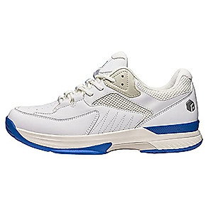 FitVille Wide Width Pickleball Shoes for Men All Court Tennis Shoes with Arch Support for Plantar Fasciitis (White, 9.5 Wide)