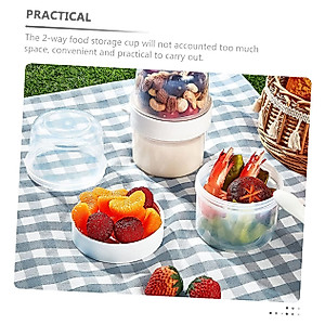 Anneome 2sets Portable Double Layer Breakfast Yogurt and Cereal Storage Containers Sealing Food Storage Box for Overnight Oatmeal Go Meals and Snacks