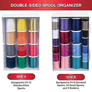 SINGER Double-Sided Thread Spool Organizer - Clear Storage Sewing Box for Embroidery, Craft Room Organization, Stackable Storage Container for Craft & Sewing, Thread Box Storage, Craft Organizer