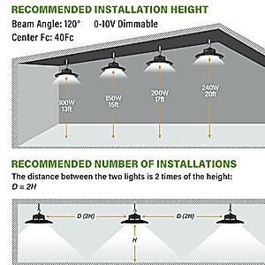 BFT LED High Bay Light 240W UFO 5000K 36,000LM,1-10V Dimmable,1000W HID/HPS Replacement,UL 5-Foot Cable,UL Certified Driver IP65,Hook Mount,Shop Lights,Garage,Factory,Warehouse,Workshop,Area Light.