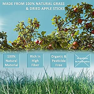 Arespark Pack-2 Rabbit Chew Toys, Organic Bunny Toys Apple Wood Branches/Timothy Hay Straw Cakes, Teeth Grinding Chew Treats for Guinea Pig Hamster Bunny Small Rodent, Juguetes para Conejos