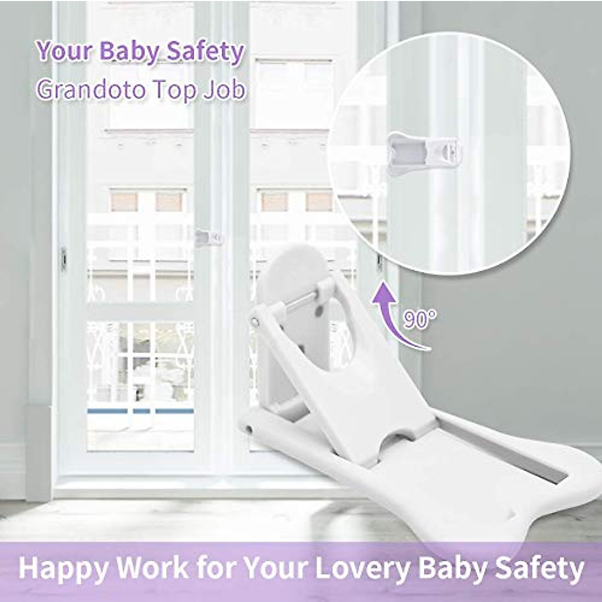 Sliding Glass Door Child Lock-GRANDOTO 4Pack Baby Proofing Home Guard Safety Locks & Toddler Children Proof Security Locking Kits for Window,Wardrobe,Closet,Patio,Shower,Barn,Kitchen Doors Slide Glass