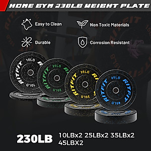 RitFit Squat Rack Power Cage Home Gym Package, Includes 1000LBS Power Rack with Cable Crossover System, Weight Bench, Weight Plate Set with Olympic Barbell (Package 1.6K (Bumper Plate 230LBS))-Orange