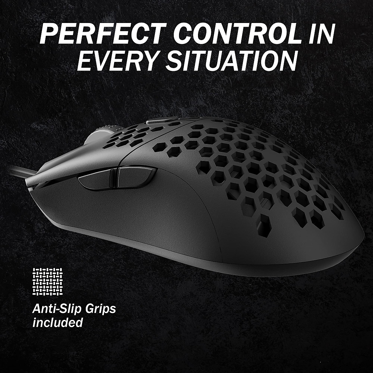 HK Gaming Sirius M Ultra Lightweight Honeycomb Shell Gaming Mouse | 54 Grams | 12000 cpi | USB Wired | 6 programmable Buttons | On-Board Memory | Anti Slip Grips | Sirius-M 12000cpi Black