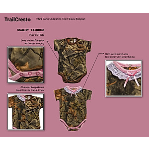 TrailCrest by Treel Newborn Baby Boy Girl Infant Undershirt- Short Sleeve Romper Bodysuit Camo Jumpsuit, 3 Months, Camo