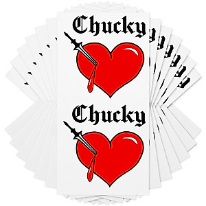 TKFUON 30 PCS Bride of Chucky Heart Tattoo, Tiffany Costume Bride of Chucky Heart Temporary Tattoos Stickers, Look Real & Last Long Chucky Fake Temp Tattoos for Women Kids, Halloween, Cosplay, Party