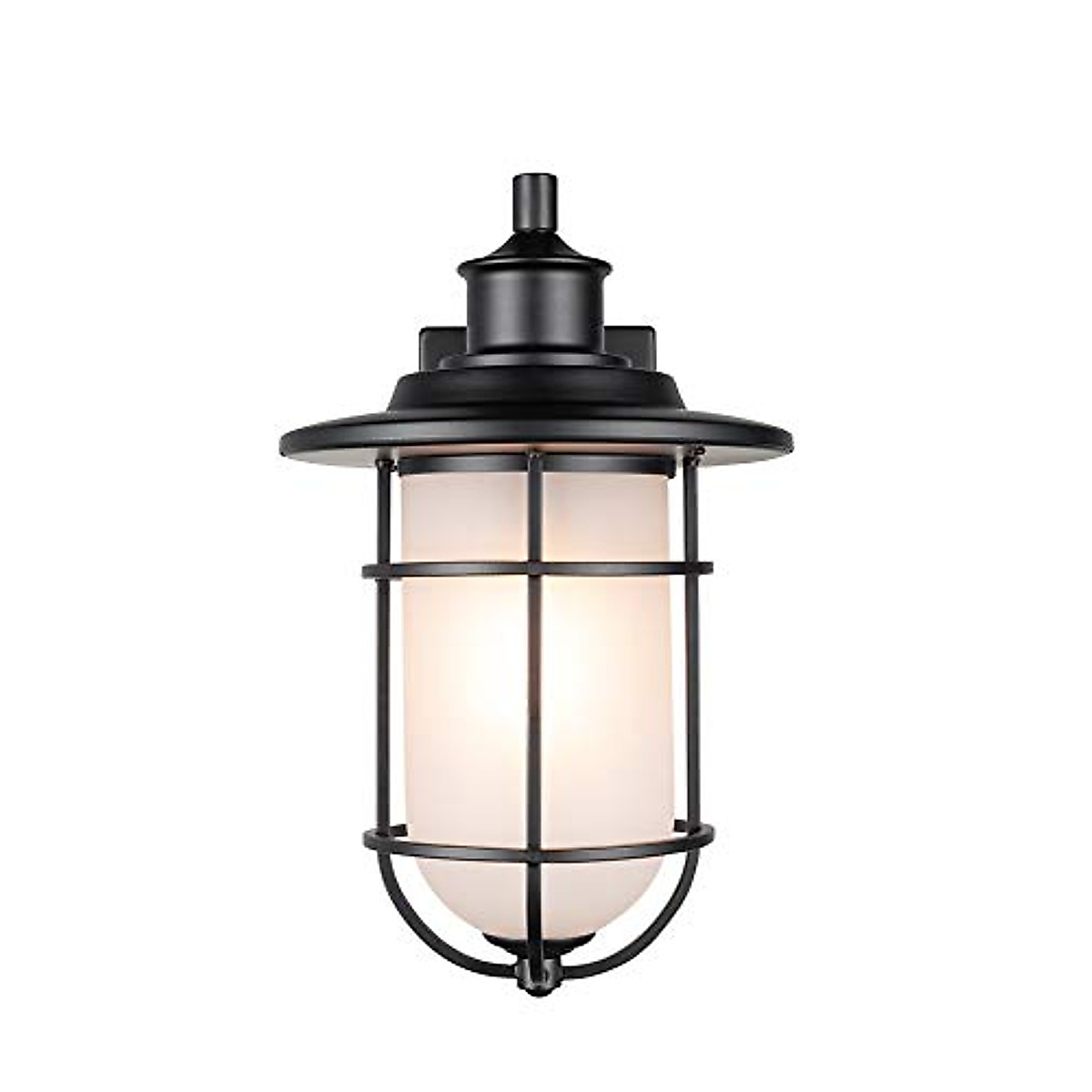 Globe Electric44625 1-Light Outdoor Indoor Wall Sconce, Matte Black, Frosted Glass Shade