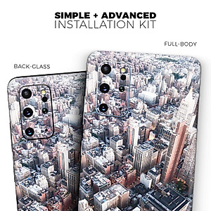 DesignSkinz Vintage Aerial Cityscape Protective Vinyl Decal Wrap Skin Cover Compatible with The Samsung Galaxy S20 (Screen Trim & Back Glass Skin)
