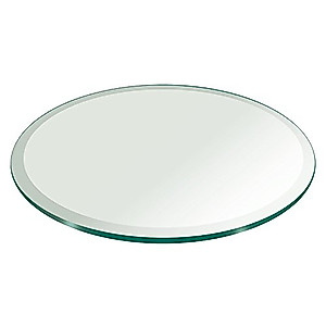 24" Inch Round Glass Table Top 1/4" Thick Tempered Beveled Edge by Fab Glass and Mirror