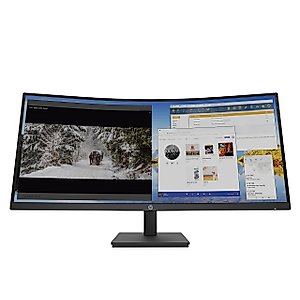 HP M34d 34 Inch WQHD 1440p Curved Computer Monitor Ultrawide 100Hz 5ms Anti-Glare Adjustable Height Stand Tilt VESA Mountable HDMI ENERGY STAR Certified for Desktop PC Setup, Black (Renewed)