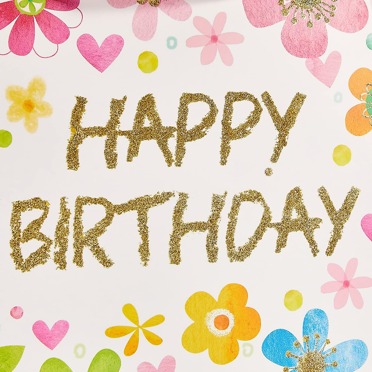 SUNCOLOR 13" Large Birthday Gift Bags with Tissue Paper and Card(Flowers)