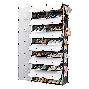 Aeitc 72 Pairs Shoe Rack Organizer Shoe Organizer Expandable Shoe Storage Cabinet Narrow Standing Stackable Space Saver Shoe Rack for Entryway, Hallway and Closet