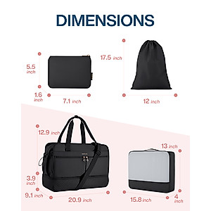 BAGSMART Weekender Bag for Women, 40L Carry on Weekend Overnight Bag, Large Travel Duffel Bag for Traveling, Gym Bag with Shoe Compartment-Black