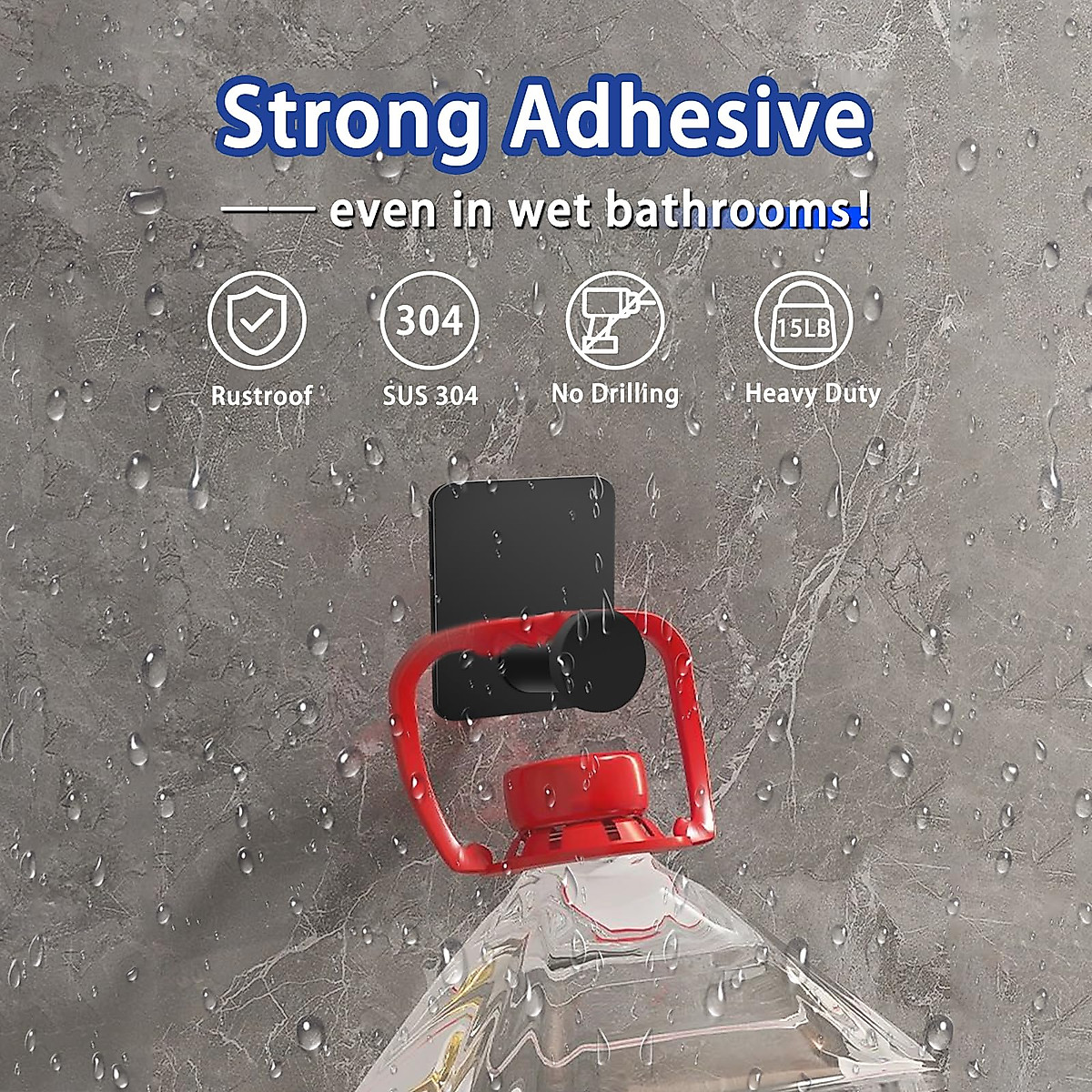 KIKETECH Adhesive Towel Hooks Bathrooms - Matte Black Heavy Duty Black Hooks for Door, Stainless Steel Waterproof Hooks for Hanging Towel Robe Hook Rack, 3 Packs Moonless