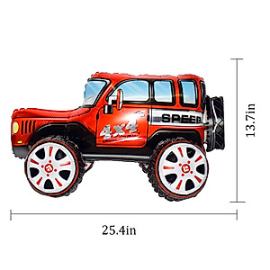 Firot 2 Vehicles 25.5 inch Large 4D Car Foil Balloon Off Road Racing Car Toy Balloon Children Gifts Boys Birthday Party Decorations Kids Toys Party Supplies Cute Baby Shower Decorations