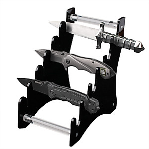 WLSANX Knife Display Stand Dagger Stand Pocket Knife Holder Acrylic Desktop Display Case for Display Storage Fixed Blade Knife (Black Pack of 1)