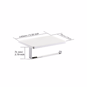 KAISERAUM Toilet Paper Holder with Mock Marble Shelf, Wall-Mounted Tissue Paper Roll Holder with Phone Shelf, GV-129-1, Chrome, Max Toilet Paper Roll Size (4.13x5.5 inch)