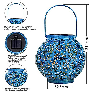 YTREI Solar Led Iron Art Hollow Lantern Light Outdoor Decorative Lighting Handheld Hanging Lamp for Home Garden Yard Pathway