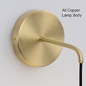 AAMNA Industrial Wall Light Fixtures with Globe Glass Shade, Indoor LED Wall Sconces Minimalist Modern Wall Lamp, Cordless Brass Wall Lamp for Bathroom Hallway Kitchen Mirror