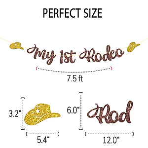 Dill-Dall My 1st Rodeo Banner, Western Themed 1st Birthday Baby Shower Party Hanging Decoration, Cowboy Happy1st Birthday Party Bunting Decor