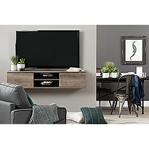 South Shore Agora Wall Mounted Media Console, Weathered Oak