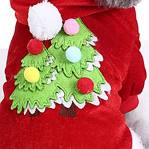 Ornaous Cute Dog Cat Christmas Hoodie, Pet Xmas Tree Cosplay Costume, Puppy Fleece Outfits Warm Clothes（M Size）