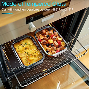 NUTRIUPS 1.4QT Small Glass Casserole Dish With Glass Lid, (8.5×6.1in) Tempered Glass, Glass Casserole Dish for Oven，Rectangular Casserole Dish with Lid