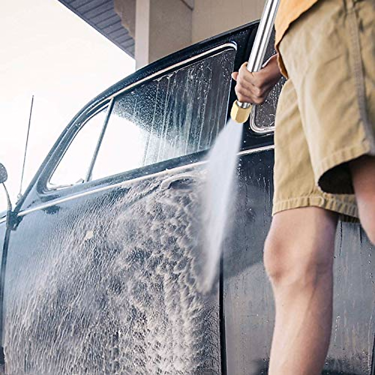 Raddile Power Washer Garden Hose attachment Hydro water Jet nozzle, Extra Long Extendable Garden Sprayer watering Wand, Gutter Cleaner, Pet Window Cleaning Tool (blue)