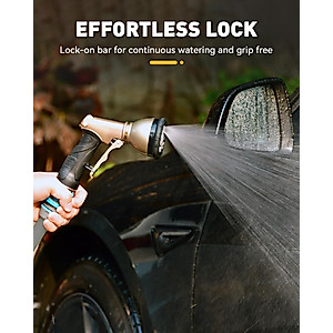 RAINPOINT Garden Hose Nozzle, 100% Zinc Alloy Hose Sprayer Nozzle with 9 Spray Patterns, High Pressure Water Hose Nozzle Heavy Duty Hand Sprayer, Watering Plants and Lawn, Car Washing, Pet Showering