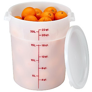 Camtainer Cambro RFS22148 White Poly Round 22 Qt Storage Container (5-(Pack)