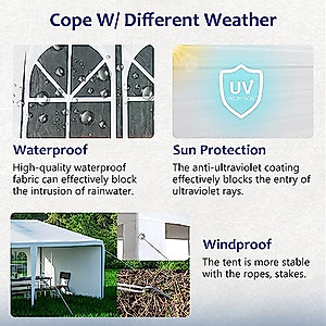 KELRIA 10'x30' Outdoor Canopy Tent, Outdoor Party Tent Wedding Birthday Tents with 8 Removable Sidewalls, Gazebo w/Transparent Windows Outside Gazebo Event Tent for Garden Patio and Backyard, White