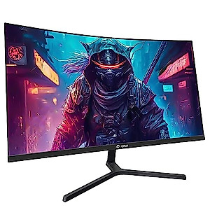 CRUA 24Inch Curved Gaming Monitor, 144hz/165hz FHD 1080p Computer Monitor, 99% sRGB Professional Curved Monitors, Support AMD FreeSync, Wall Mountable Installs(HDMI, DP)-Black