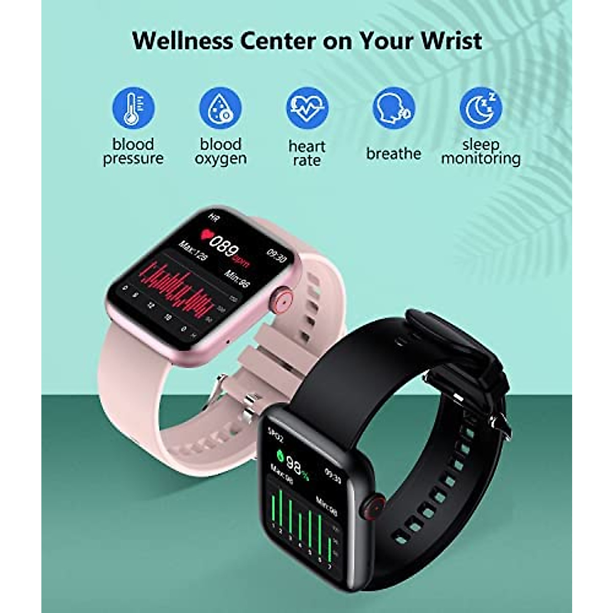 Smart Watch for Men Women with Bluetooth Call Answer/Dail,1.85'' HD Full Touch Screen Fitness Tracker, Smartwatch with Heart Rate Blood Oxygen Blood Pressure Sleep Monitor for Android and iPhone