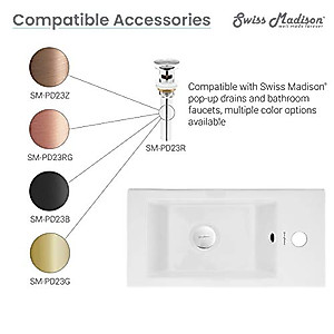 Swiss Madison Well Made Forever SM-WS316 Voltaire Wall Hung Sink, Glossy White