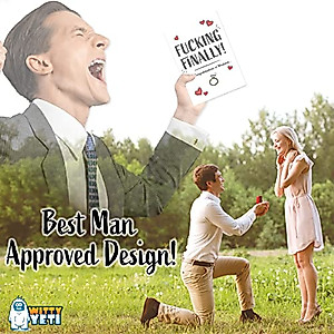 Super Funny Engagement Card by Witty Yeti. 5"x7" Fun Greeting Card. Hilarious Adult Wedding Gift for Bride or Groom. Perfect Way to Say Congratulations at Bridal Shower, Bachelorette or Bachelor Party