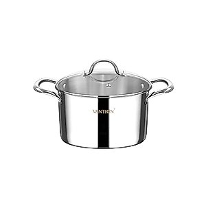 VENTION 3-Ply Stainless Steel Pot, Soup Pot with Lid, 4.6 Quart Cooking Pot