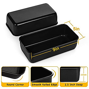 Homikit Loaf Pan Set of 2, 9 x 5 Inch Stainless Steel Bread Loaf Pans for Baking Homemade Banana Sandwich Cake, Medium Metal Meat Loaf Pan Tins Nonstick & Healthy, Oven Safe